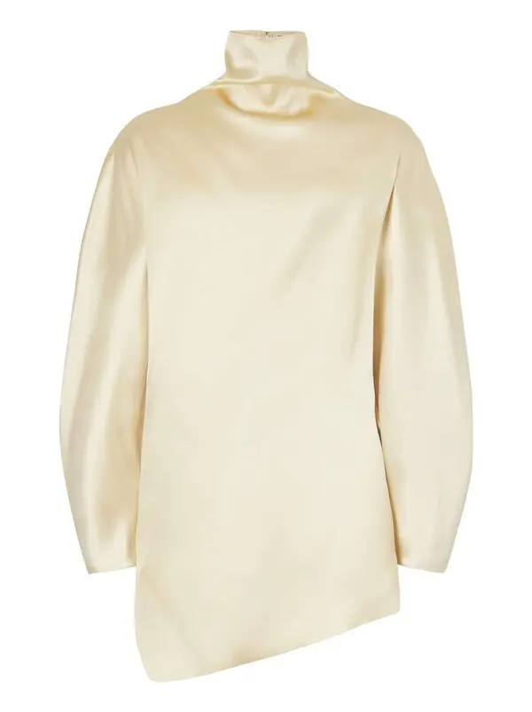 Khaite Harlow Draped Satin Blouse - Ivory