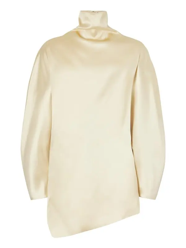 Khaite Harlow Draped Satin Blouse - Neutrals