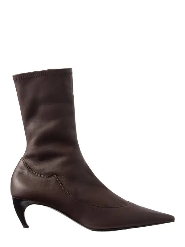 Khaite Valerie Leather Ankle Boots - Brown