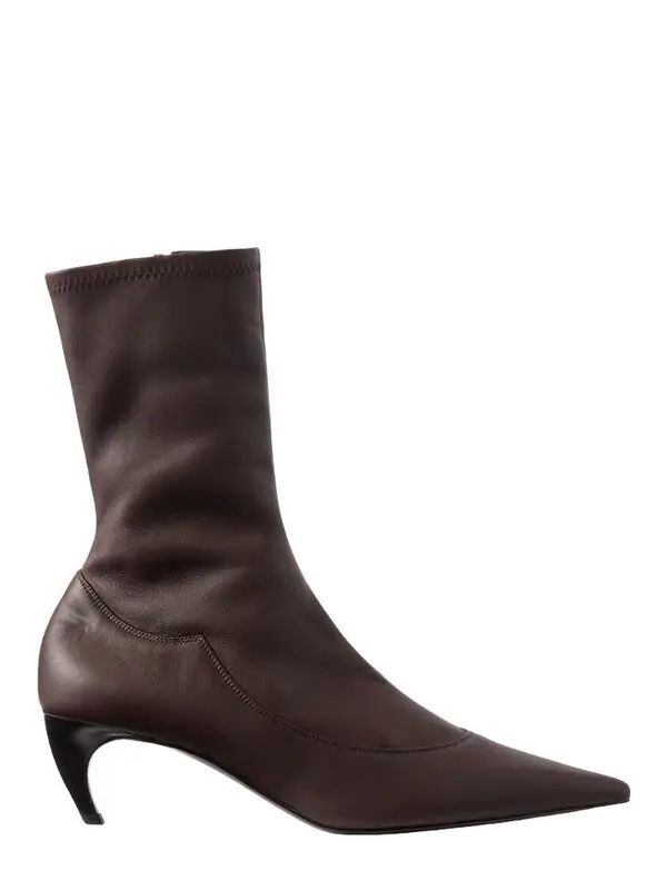 Khaite Valerie Leather Ankle Boots - Brown