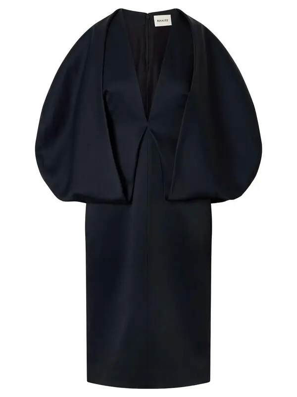Khaite Dakota Crepe-satin Midi Dress - Black