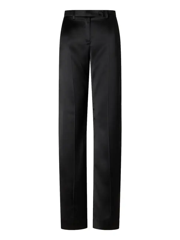 Khaite Hunter Pleated Satin Pants - Black