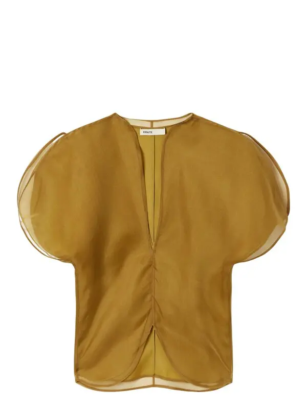 Khaite Briar Silk Blouse - Chartreuse