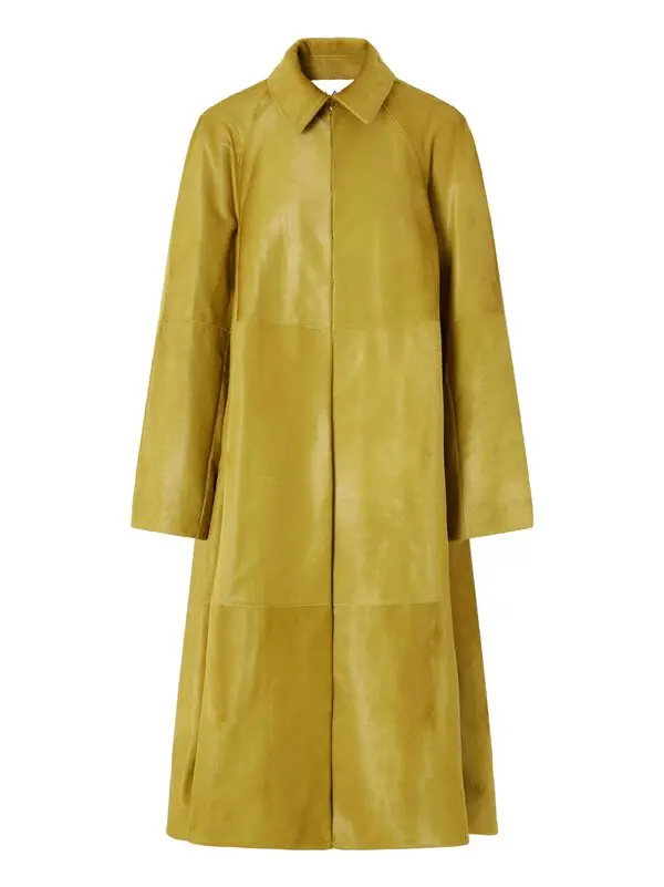 Alaïa Paneled Calf Hair Trench Coat - Chartreuse
