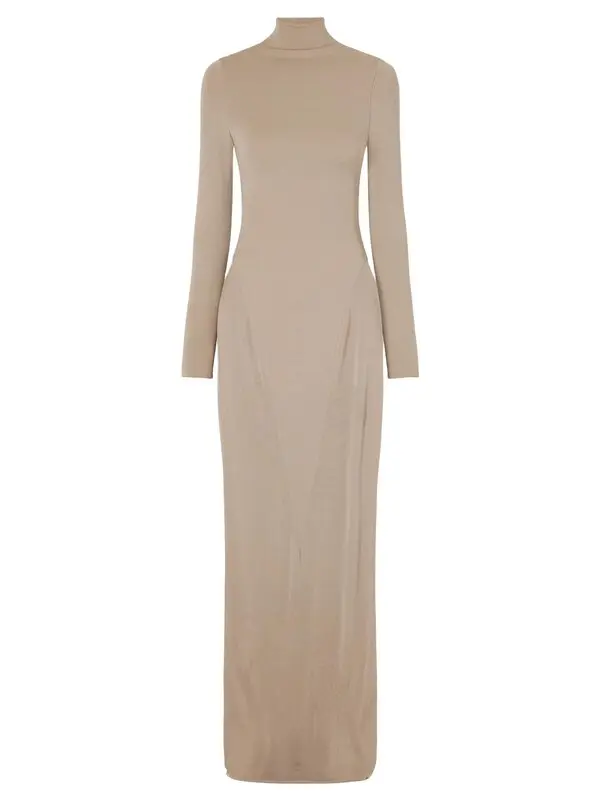 Alaïa Stretch-jersey Turtleneck Midi Dress - Brown