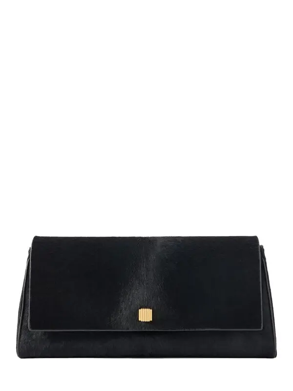 Khaite Audrey Calf Hair Clutch - Black