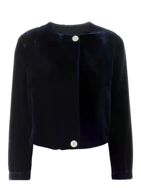 Giorgio Armani Velvet Button-detail Jacket - Blue
