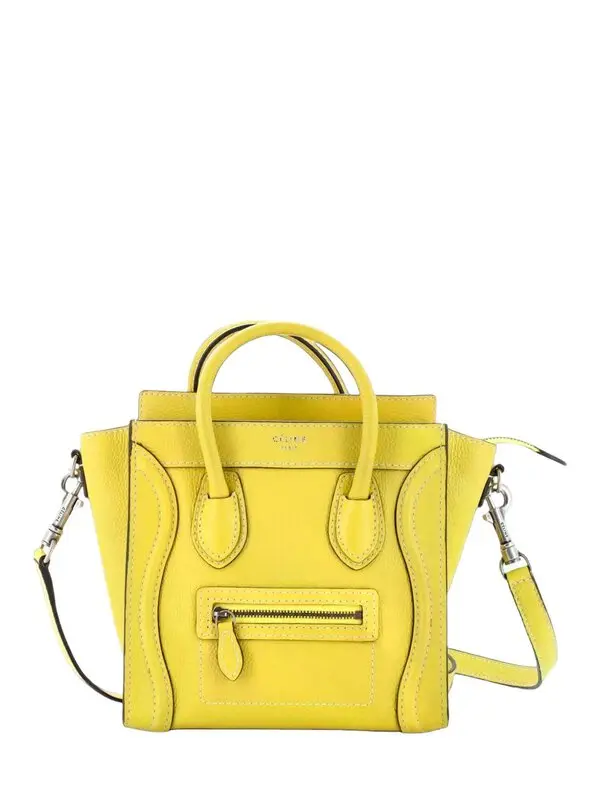 Celine Luggage Bag Grainy Leather Nano Crossbody Bag - Yellow