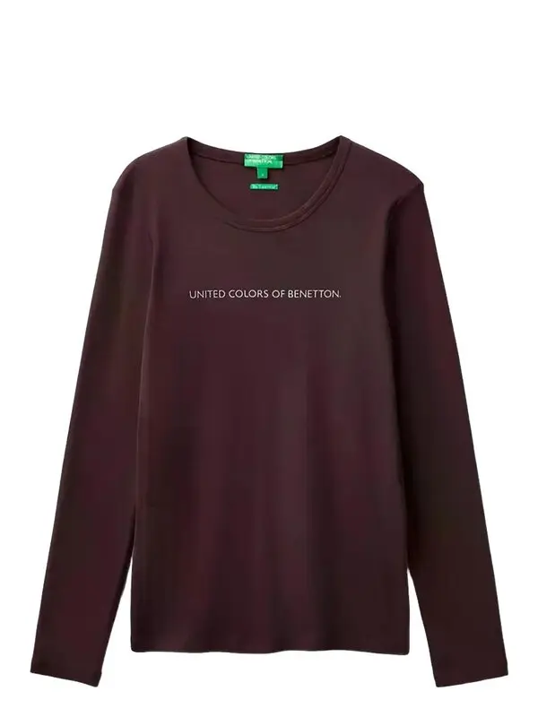 BENETTON Logo Print Long Sleeve T-shirt - Brown