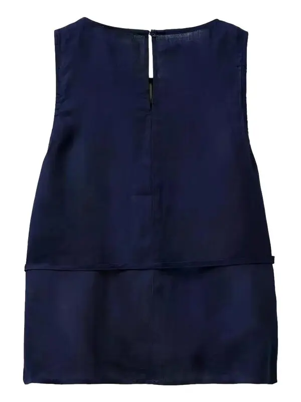 BENETTON Sleeveless Belted Blouse - Blue