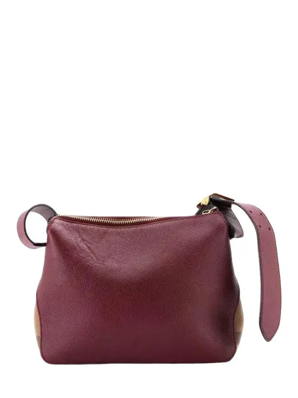 Burberry Helmsley Leather With House Check Canvas Small Crossbody Bag - Purple