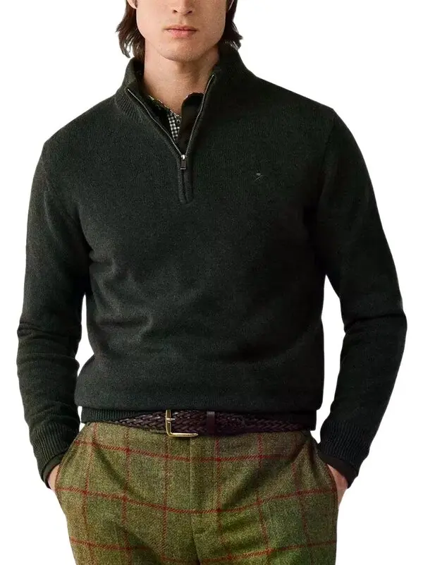HACKETT LONDON Quarter-zip Wool Sweater - Green