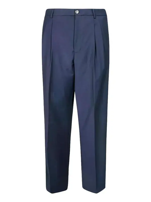 AMARANTO Pleated Straight-leg Trousers - Blue