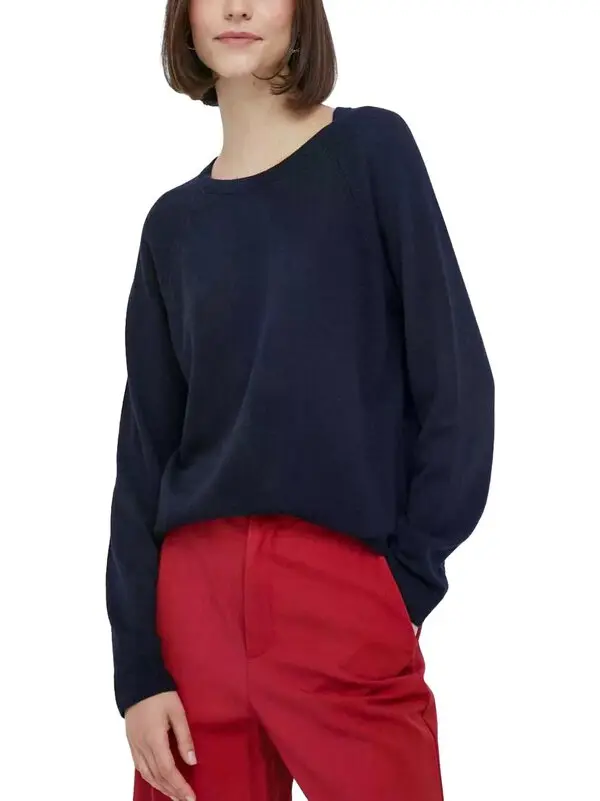 BENETTON Fine Knit Raglan Sleeve Pullover - Blue