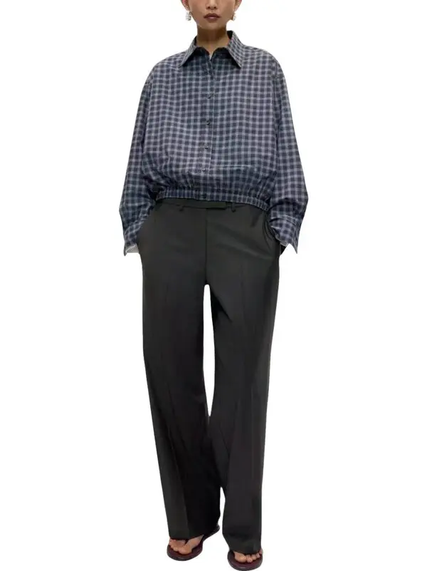 CORDERA Checked Cotton Shirt With Elasticated Hem - Blue