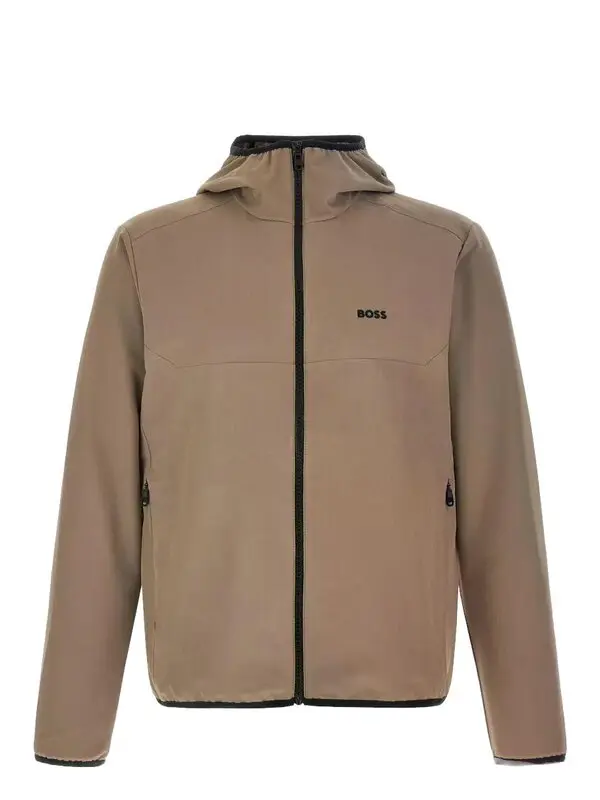 BOSS Logo Detail Hooded Jacket - Neutrals