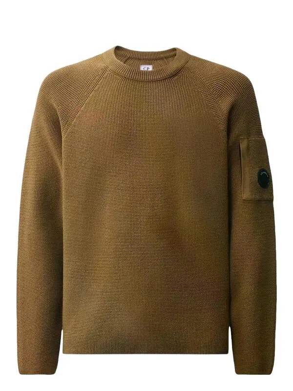 C.P. COMPANY Lens-detail Waffle-knit Sweater - Brown