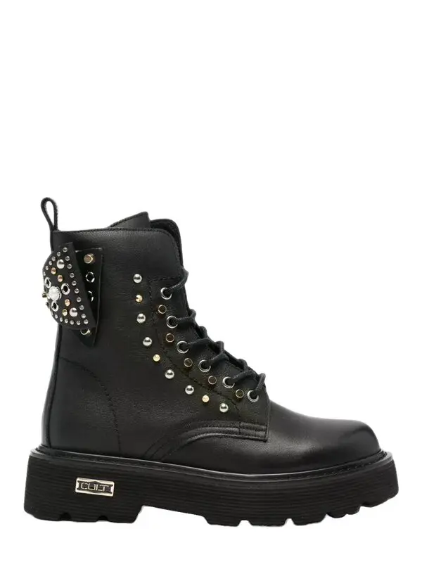 CULT Slash Stud-embellished Bow-detail Boots - Black