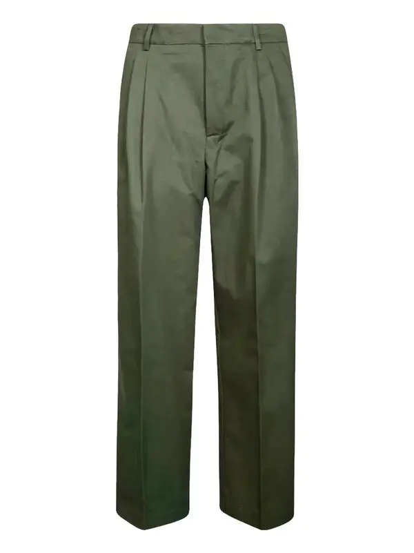 AMARANTO Khaki Frayed-seam Pleated Trousers - Green
