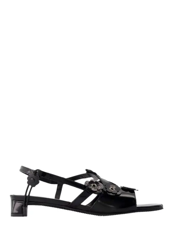 Cecilie Bahnsen Floral-appliqué Calfskin Sandals - Black