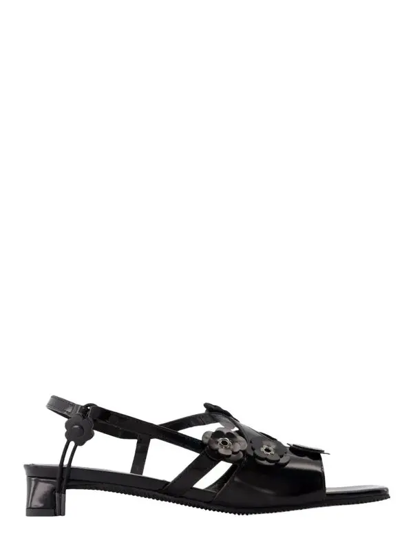 Cecilie Bahnsen Floral-appliqué Calfskin Sandals - Black