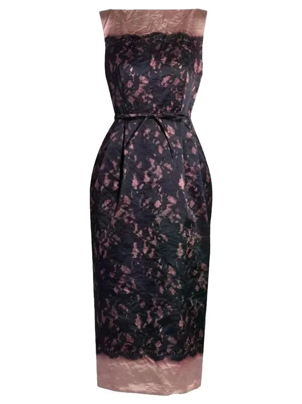 Erdem Printed Textured-satin Midi Dress - Pink