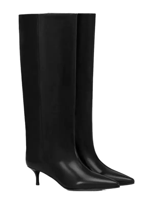POTAMY Point-toe Knee-high Boots - Black