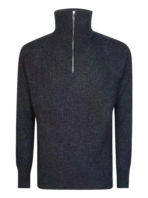 AMARANTO Half-zip Ribbed Sweater - Grey