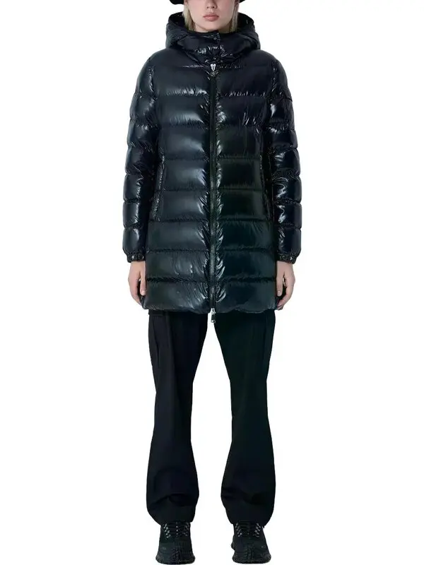 Moncler Glossy Finish Quilted Hooded Jacket - Blue