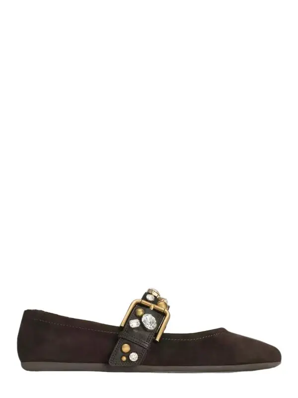 Dolce & Gabbana Embellished Suede Ballet Flats - Brown