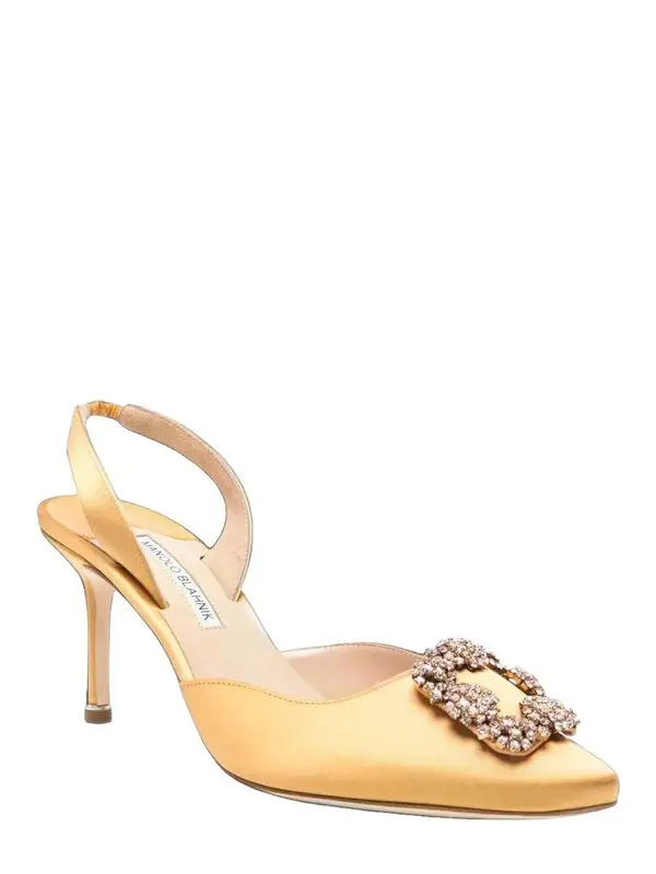 Manolo Blahnik Hangisli Crystal-buckle Slingback Pumps - Yellow