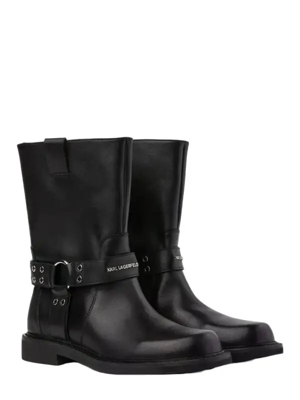 Karl Lagerfeld Sadie Studs Harness Boots - Black