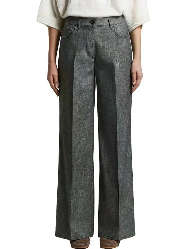 Peserico Metallic Effect Tailored Trousers - Grey