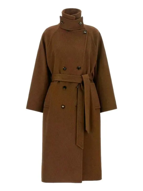 Alberto Biani Belted Double-breasted Wool Coat - Brown