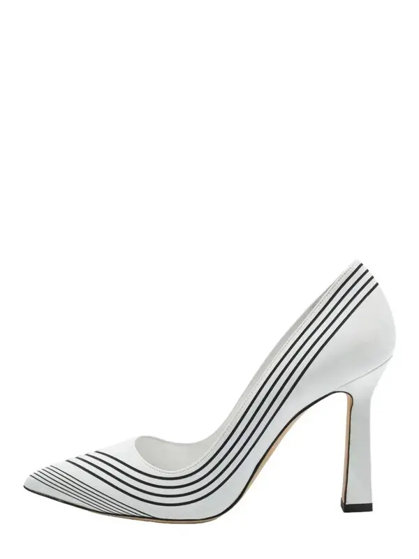 Manolo Blahnik Striped Leather Pointed-toe Pumps - White