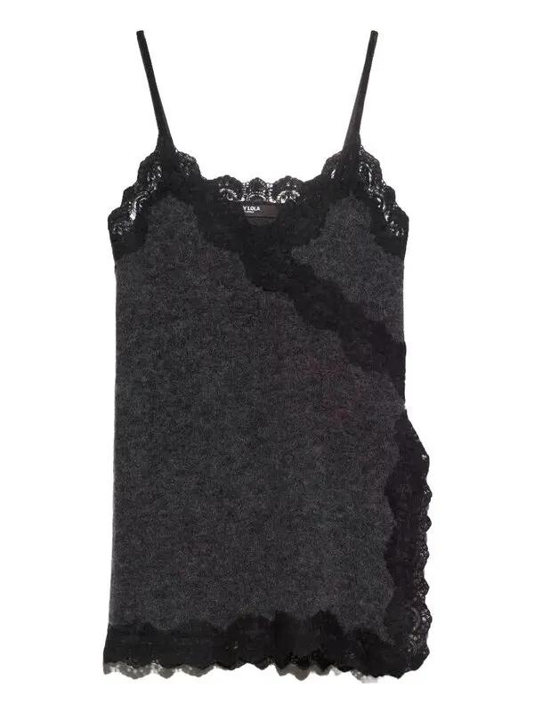 Bimba Y Lola Mohair And Lace Top - Grey
