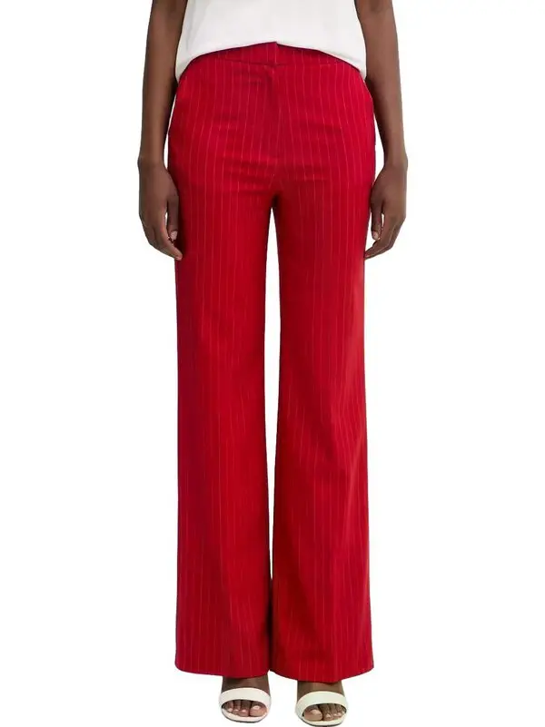 MORGAN Pinstripe Wide-leg Trousers - Red