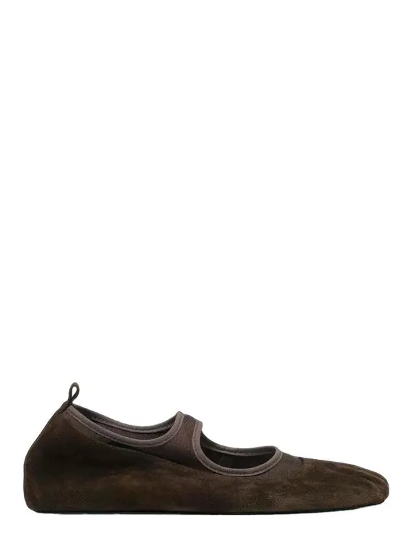 Bimba Y Lola Dark Suede And Tricot Ballerina Flats - Brown