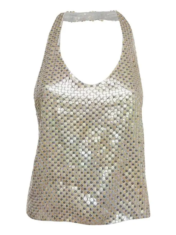 424 Sequin Embellished Halterneck Top - Green