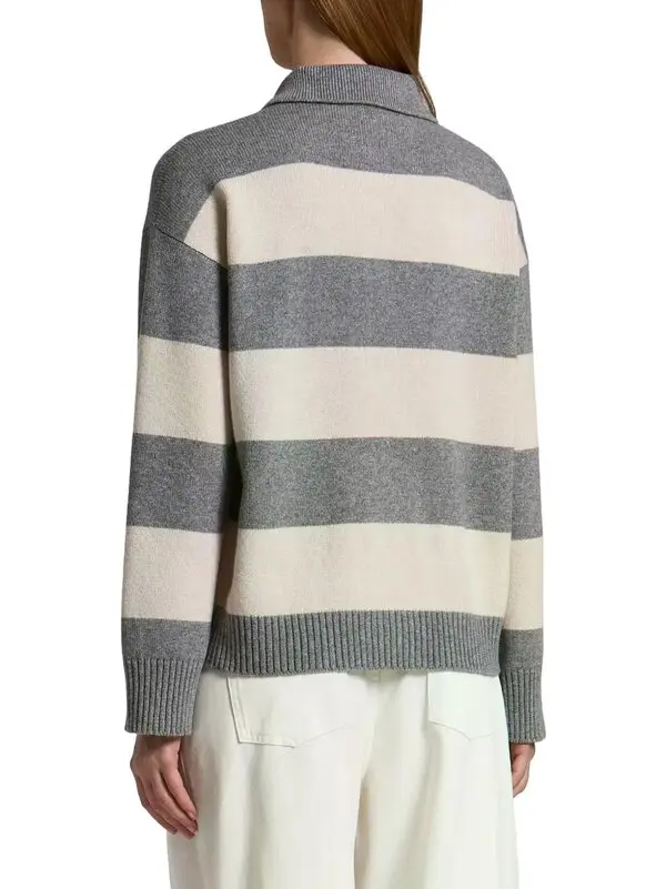 Peserico Striped Polo-collar Sweater - Grey