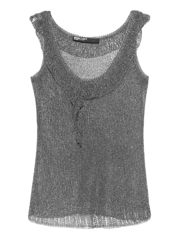 Bimba Y Lola Metallic Openwork Top - Grey