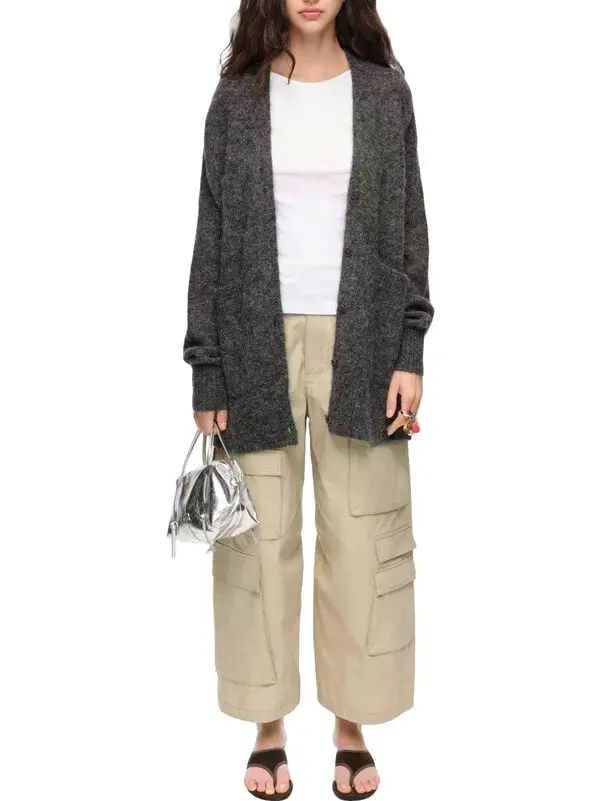 Bimba Y Lola Dark Gray Melange Alpaca Cardigan - Grey