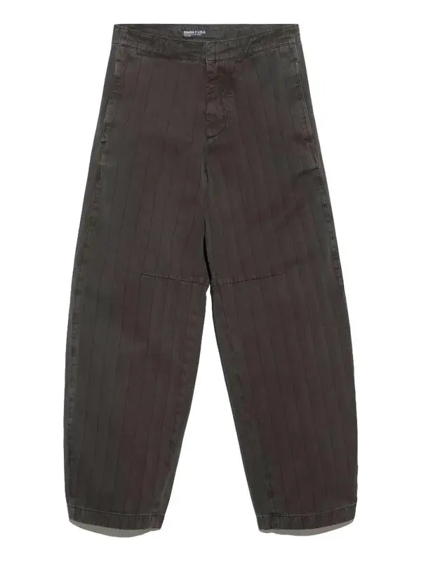 Bimba Y Lola Barrel Faded Striped Denim Trousers - Brown