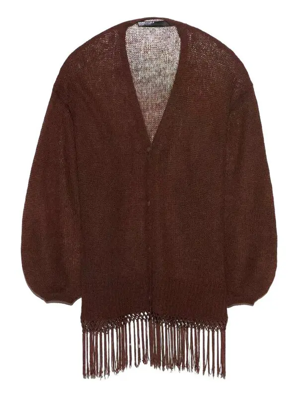 Bimba Y Lola Long Fringed Cardigan - Brown