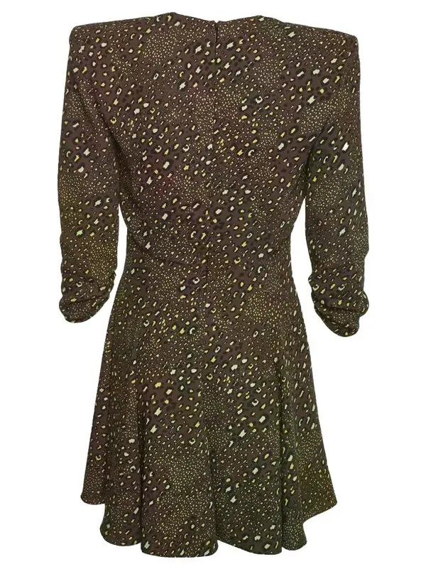 Versace Mini Leopard-print Flared Dress - Brown
