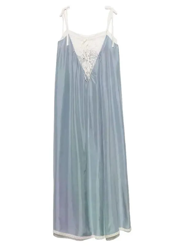 Bimba Y Lola Light Silk Maxi Dress With Lace Straps - Blue