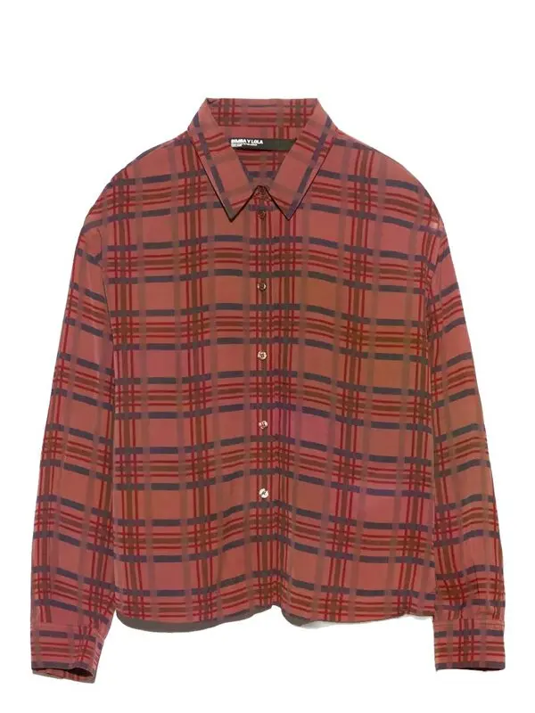 Bimba Y Lola Checked Boxy Fluid Shirt - Pink