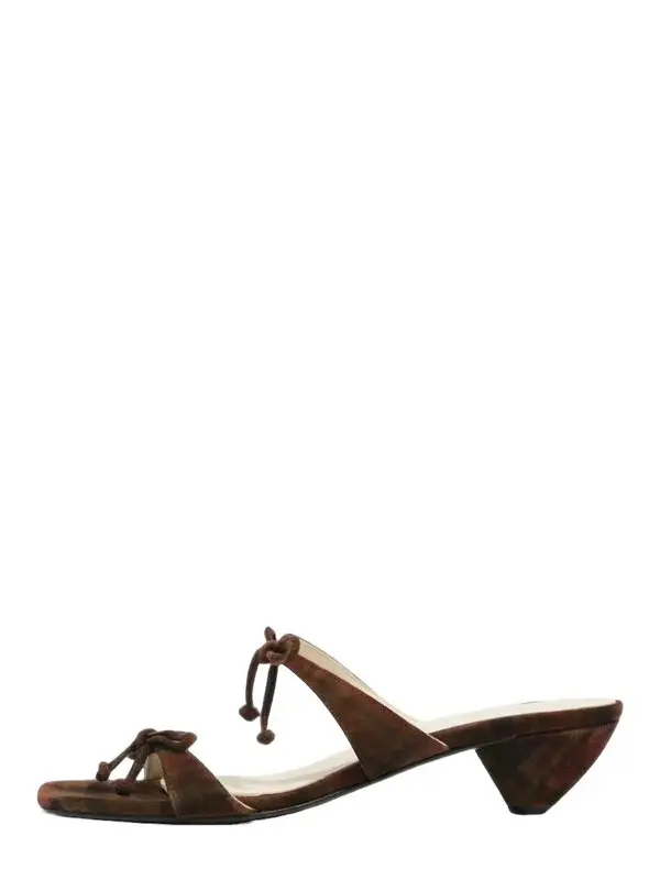Bimba Y Lola Tartan Print Suede Bow Heeled Sandals - Brown
