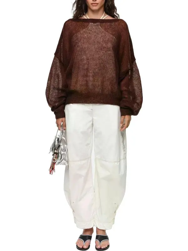 Bimba Y Lola Dark Mohair Boat-neck Sweater - Brown
