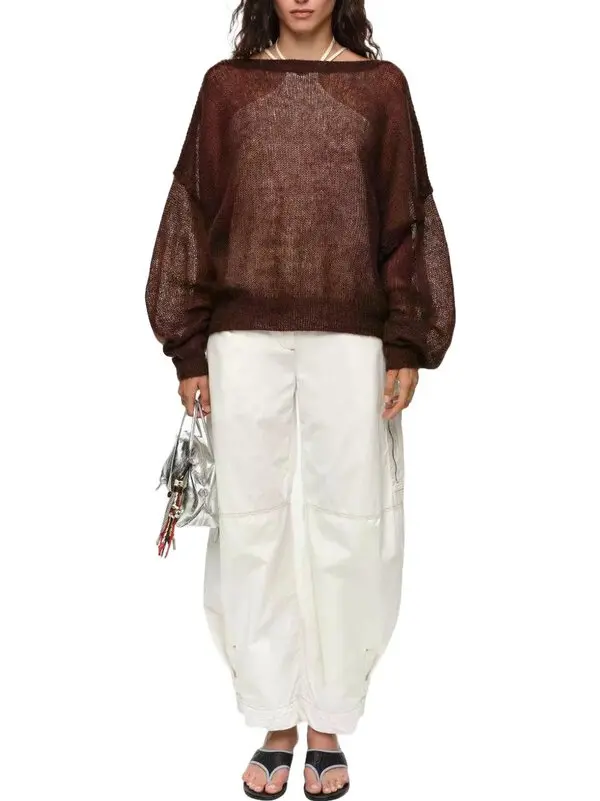 Bimba Y Lola Dark Mohair Boat-neck Sweater - Brown